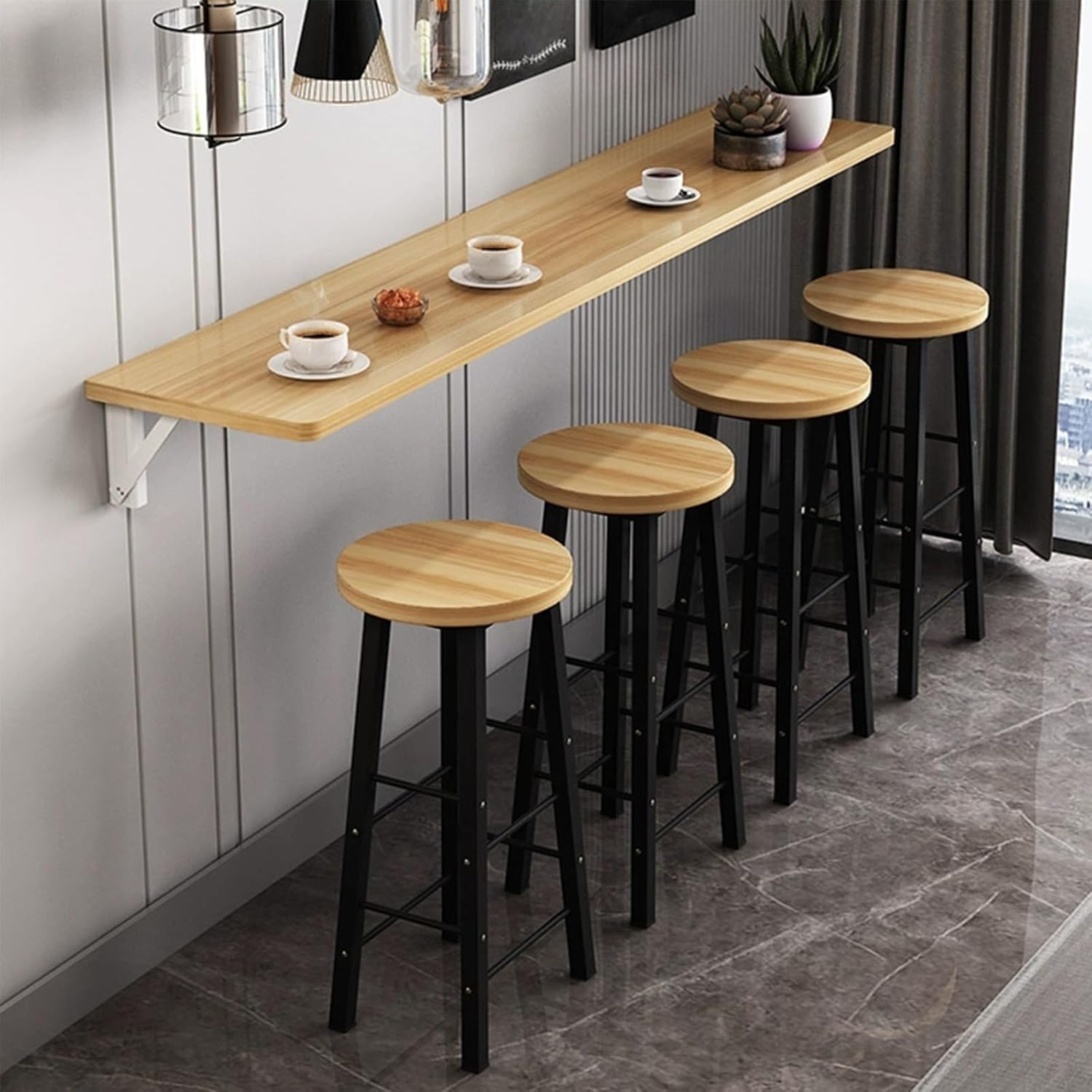 Wall-Mounted Folding Kitchen Table Narrow Hanging Dining Desk Space ...
