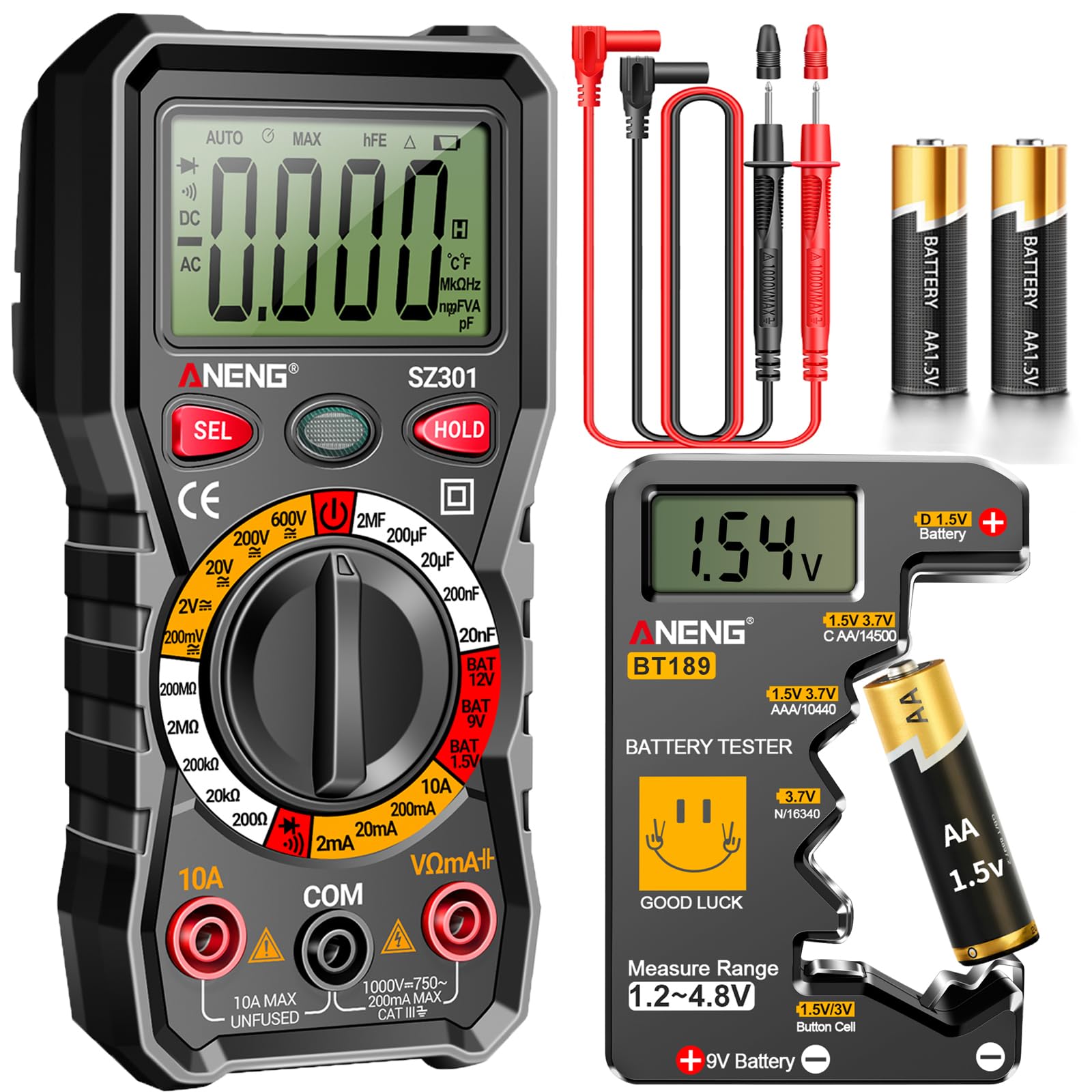ANENG Digital Multimeter with Battery Tester Measures Voltage,Current ...
