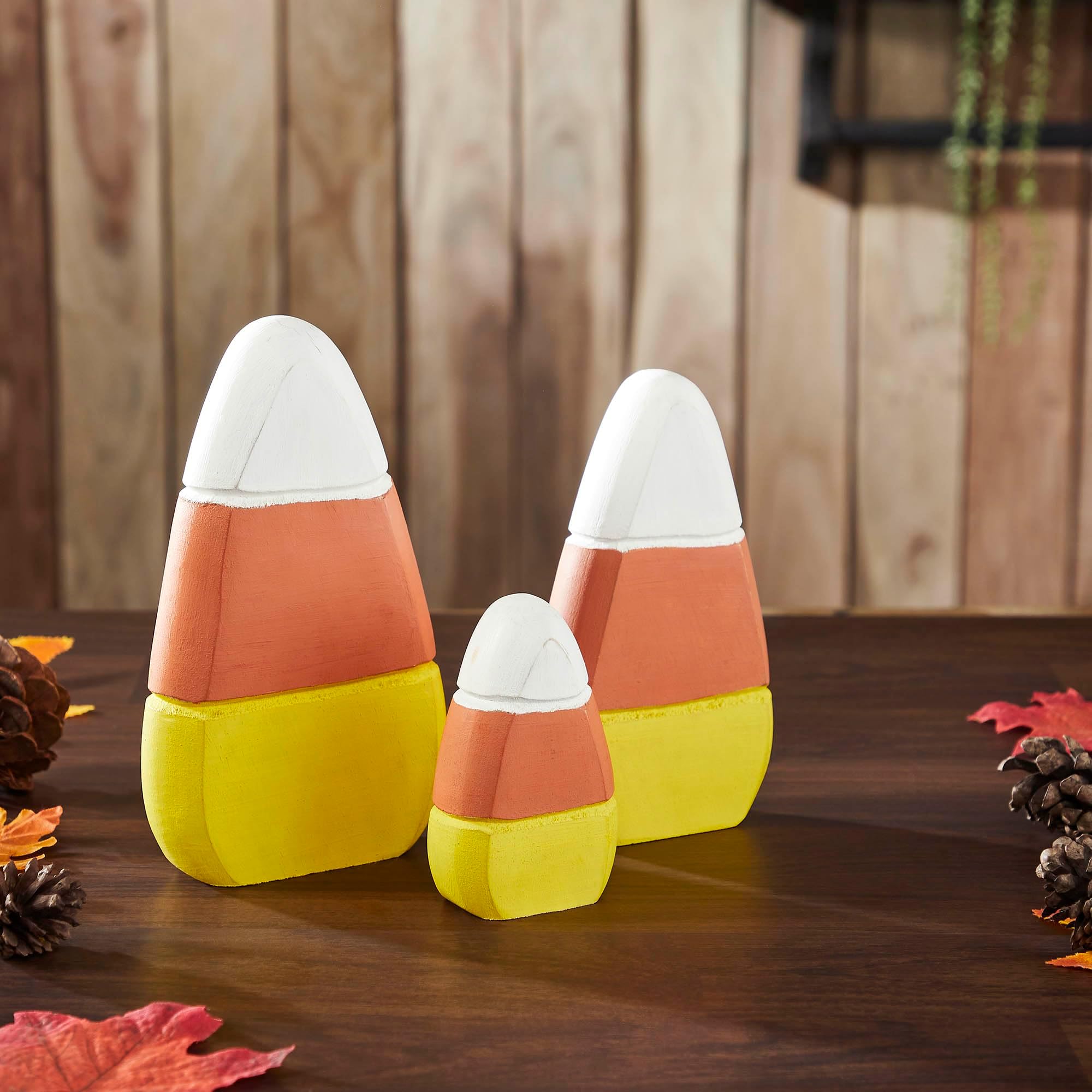 Amazon.com: VHC Brands Tropical Wood Candy Corn Wood Decor Set of 3 ...
