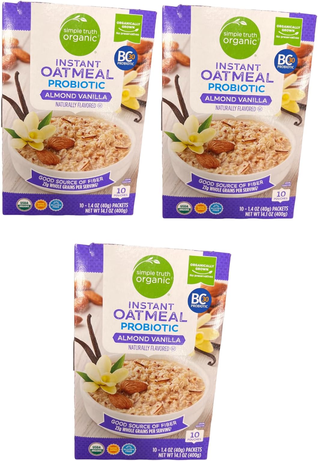 Amazon.com: Almond Vanilla Probiotic Instant Oatmeal Simple Truth ...