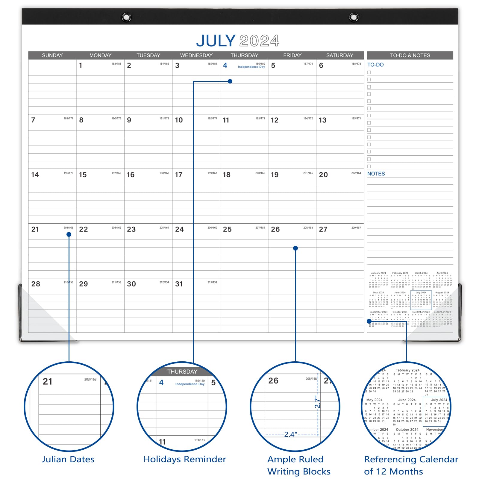 Snapklik.com : 2024-2025 Desk Calendar - JUL. 2024 - DEC. 2025