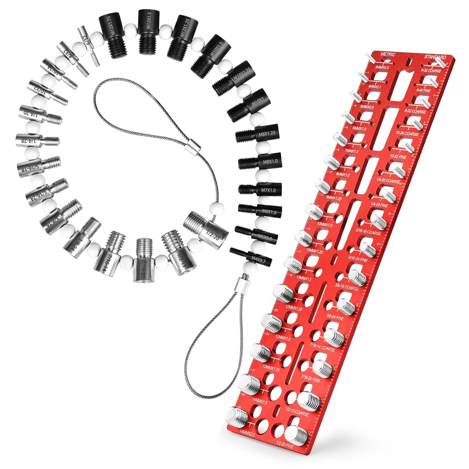 Nut and Bolt Thread Checker Kit, 26 Chain Thread Checker and 30 Thread ...