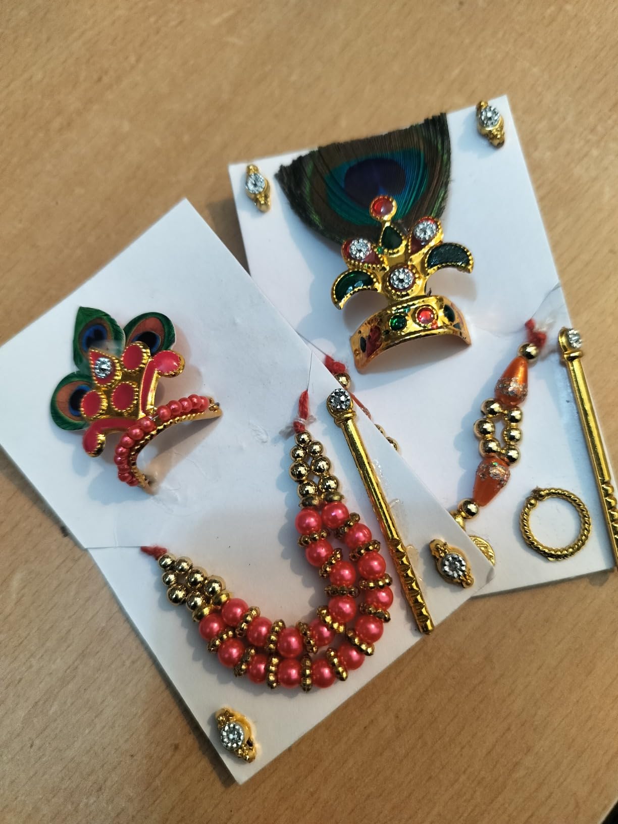 Myindicraft Laddu Gopal Mor Mukut Mala Set in Attractive Colours (Pack ...