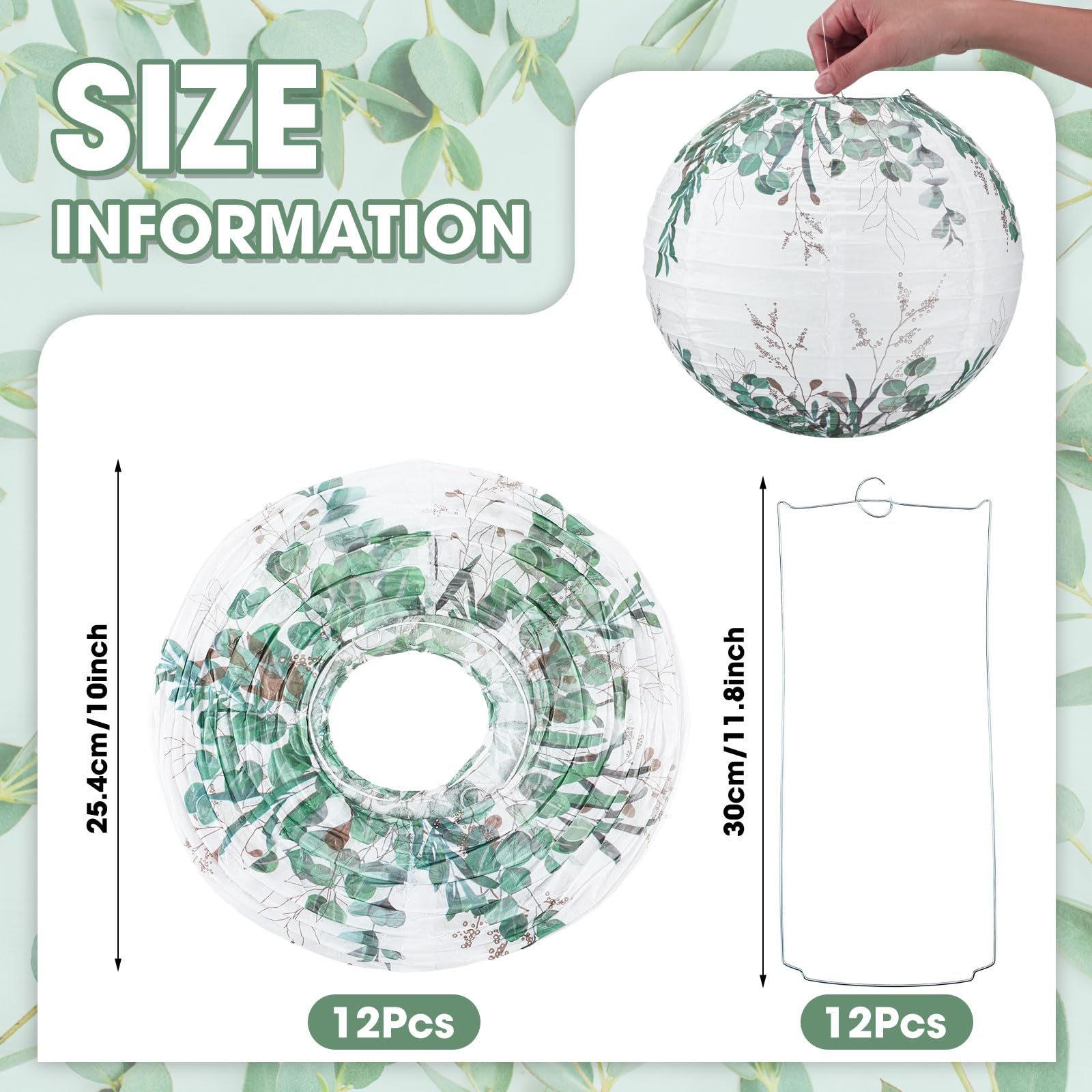 Snapklik.com : 12 Pcs Greenery Lanterns Decor Eucalyptus Leaf Hanging ...