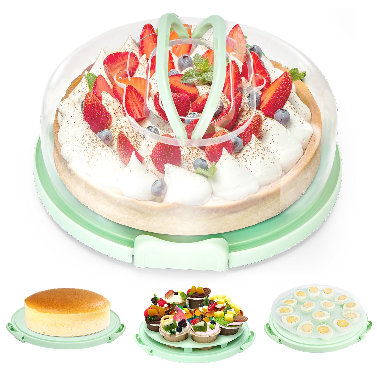Ohuhu Cheesecake Container, Pie Cake Carrier BPA-Free up to 10'' Cake ...