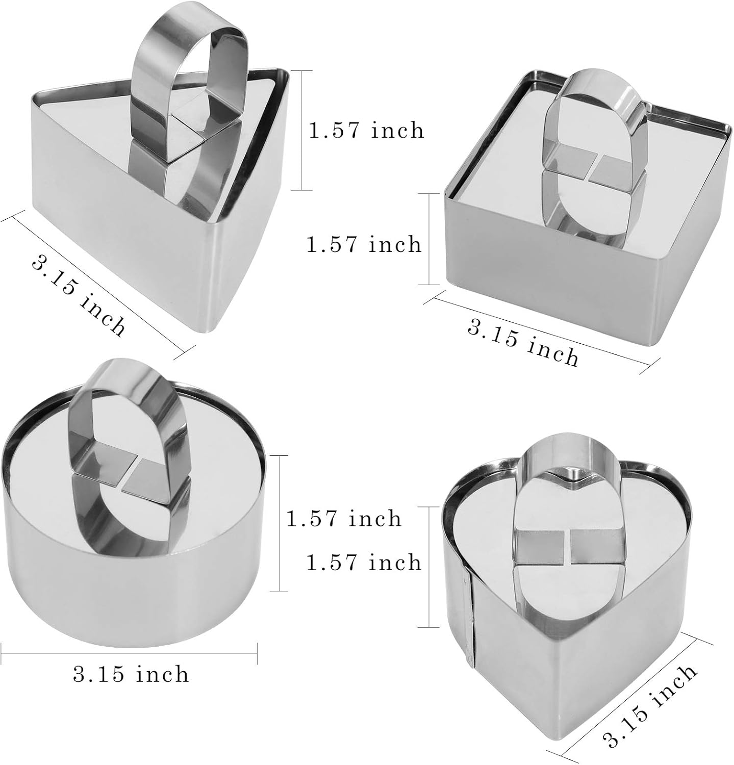 Steel Cake Rings, 3 x 3 inch Dessert Mousse and Pastry Baking Mold, Set ...