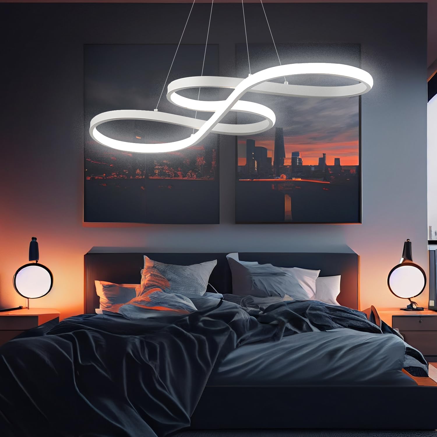 MOUNM Lampadario Soggiorno, Lampada a Sospensione 30W 3000Lumens ...