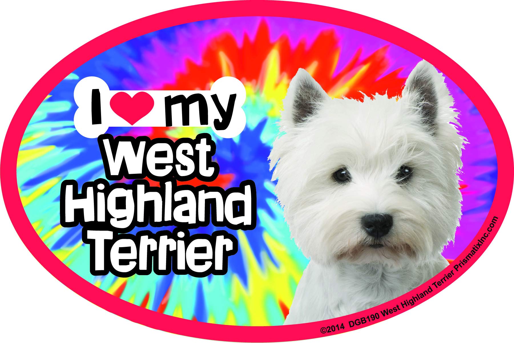 Amazon.com: Westie Car Magnets: I (Heart) My Westie Tie Dye - Oval 6" x ...