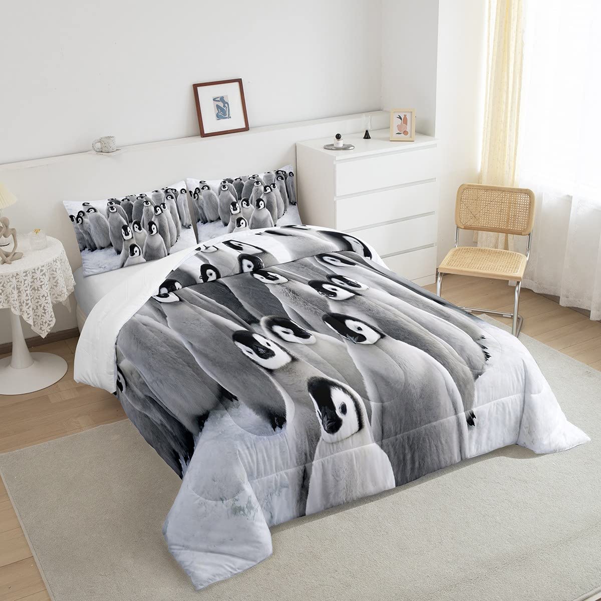 Penguin Comforter Set Kids Cartoon Penguin 100% Natural Cotton Bedding
