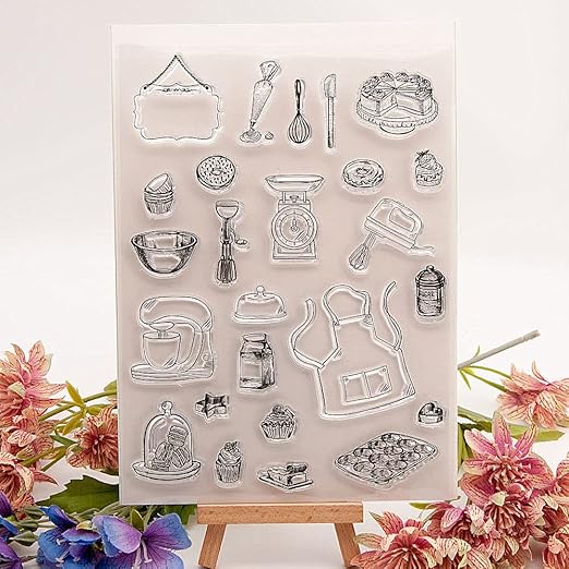 Amazon.com: Kitchen Food Cake Food Kitchen Tools Clear Stamps for Card ...