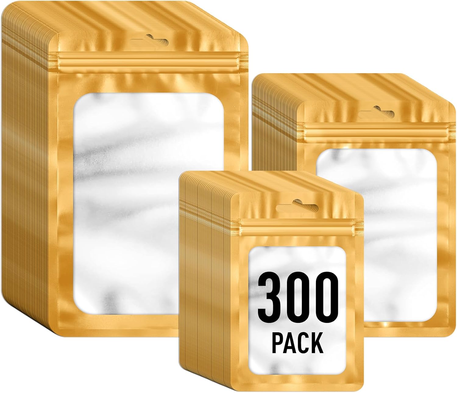 Amazon.com: 300 Pack 3 Size Mylar Resealable Bags with Front Window ...
