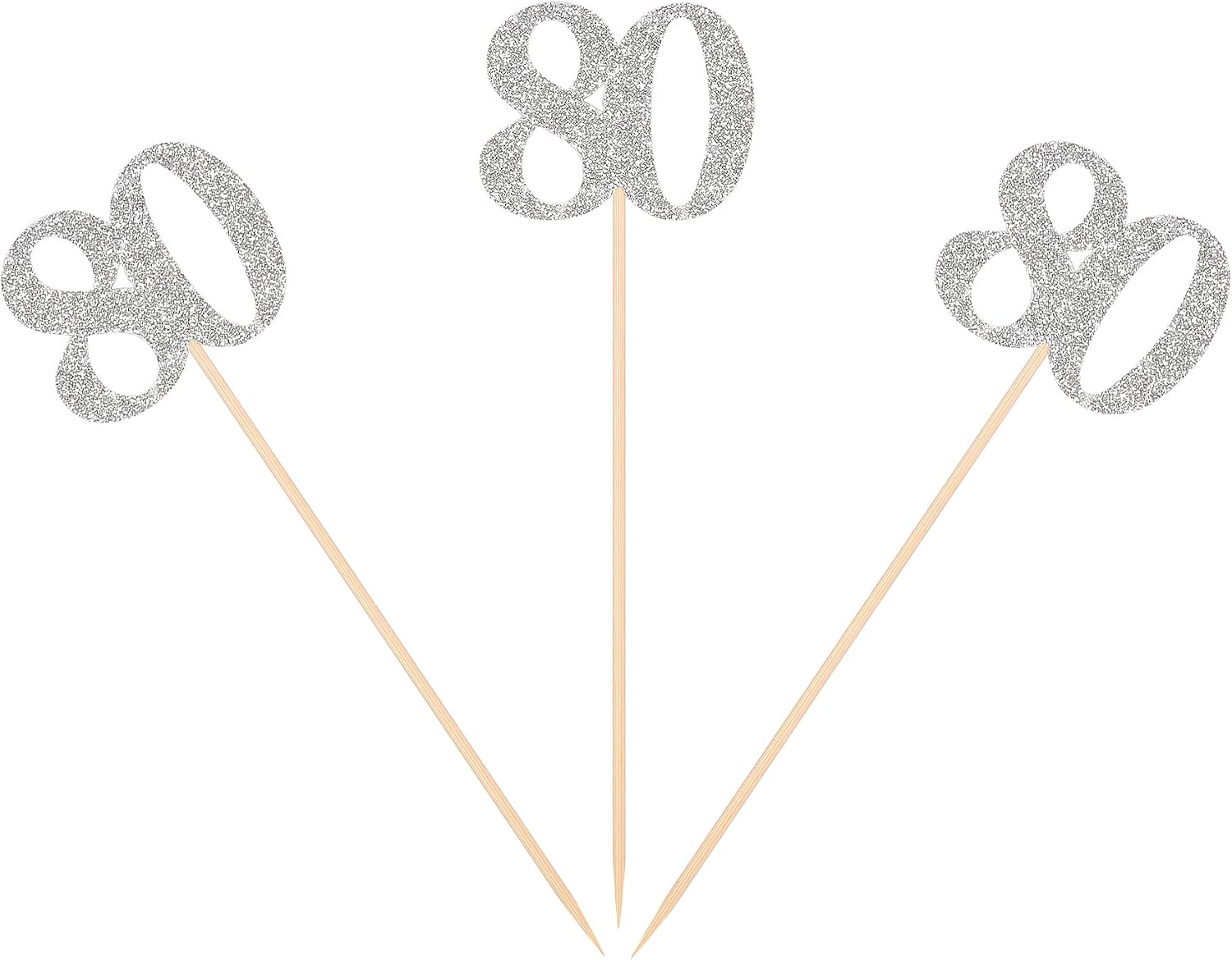 Amazon.com: Pack of 10 Silver Glittery 80th Birthday Centerpiece Sticks ...