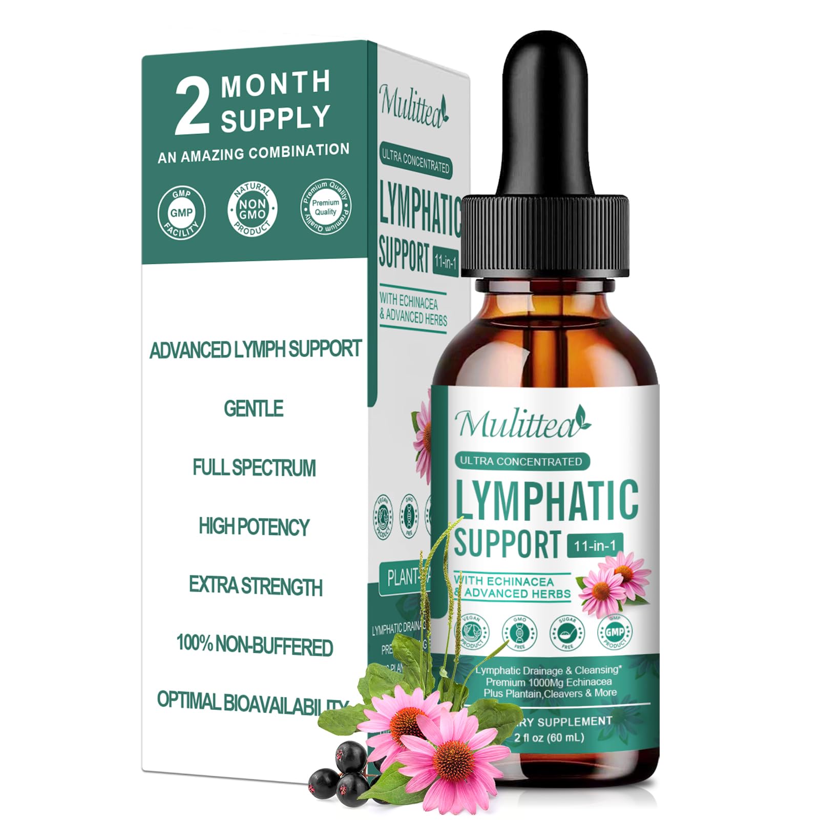 Amazon.com: Mulittea Lymphatic Drainage Drops-Vegan 11-in-1 Lymphatic Drainage Supplements-Lymph ...