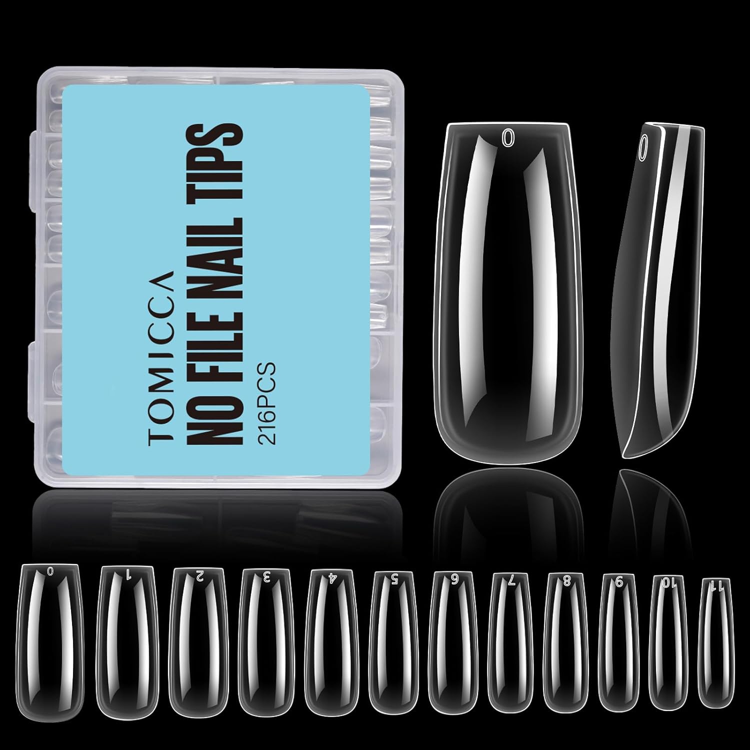 Amazon.com: TOMICCA Square Nail Tips Full Cover Clear Press On Nails Gel Nail Tips 216pcs False ...