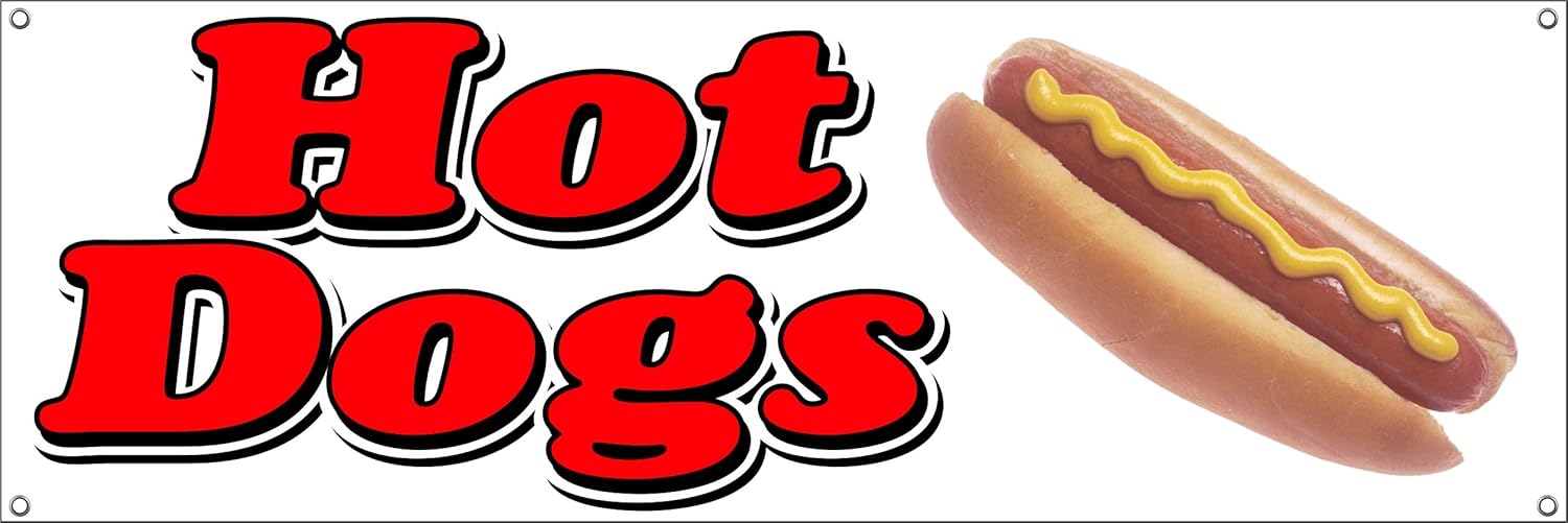 Amazon.com : 72" HOT Dog Banner Sign hot Dogs cart Signs : Office Products