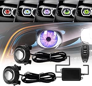 spnanma Demon Eye Headlights for Cars and Motorcycles, 2PCS LED Dynamic ...
