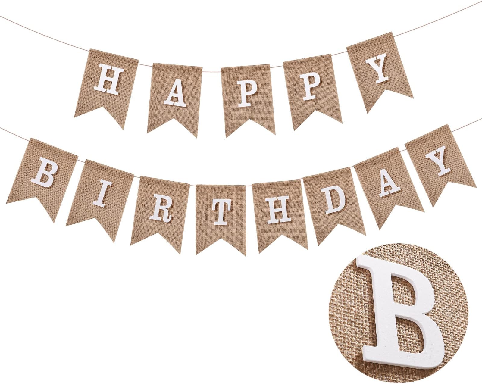 Amazon.com: Happy Birthday Banner - Burlap Black Happy Birthday Sign ...