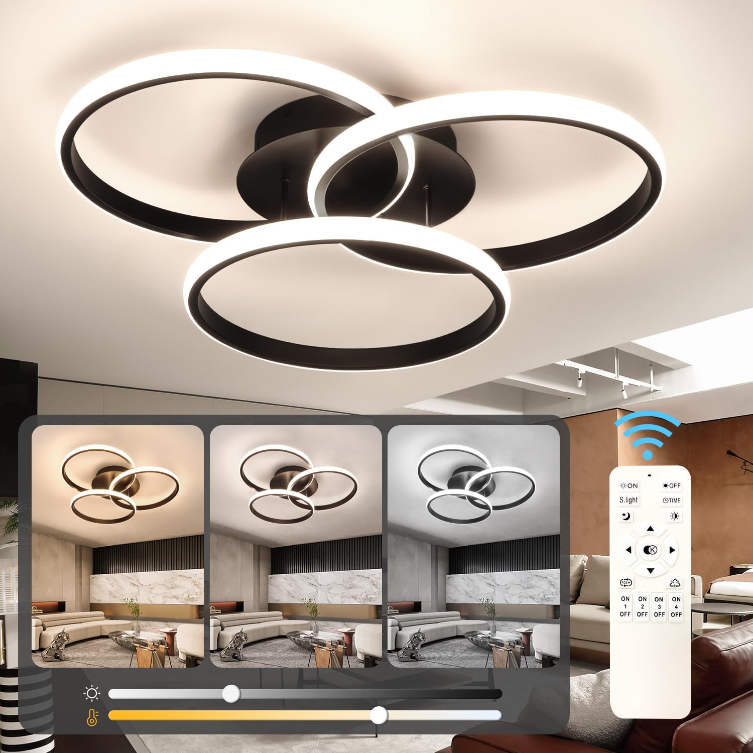 GooComfy Modern Contemporary LED Ceiling Light Fixture with Remote ...
