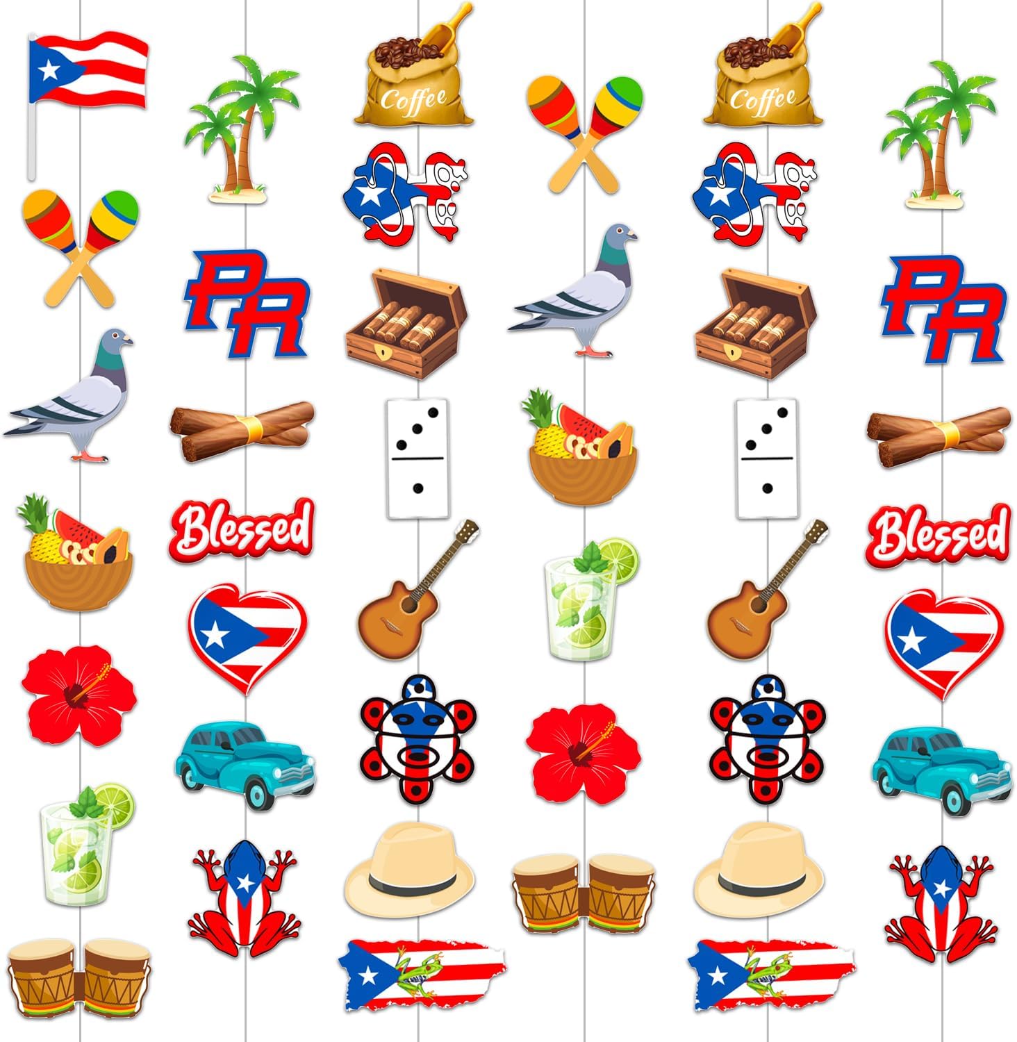 Amazon.com: Puerto Rico Garlands Puerto Rican Theme Party Decorations ...