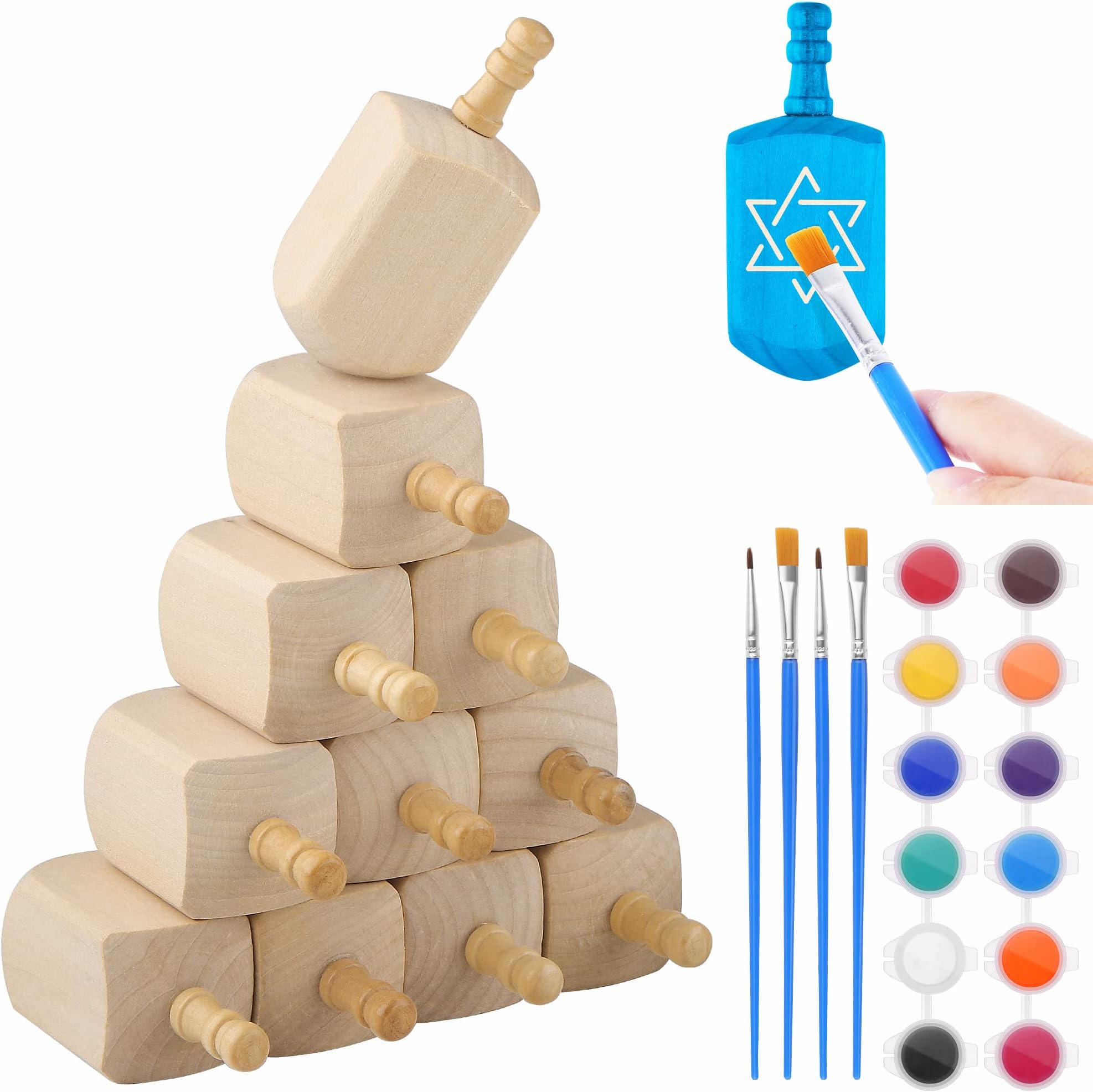 Amazon.com: Hanukkah Wooden Dreidel, Design Your Own 3" Inch Wooden ...