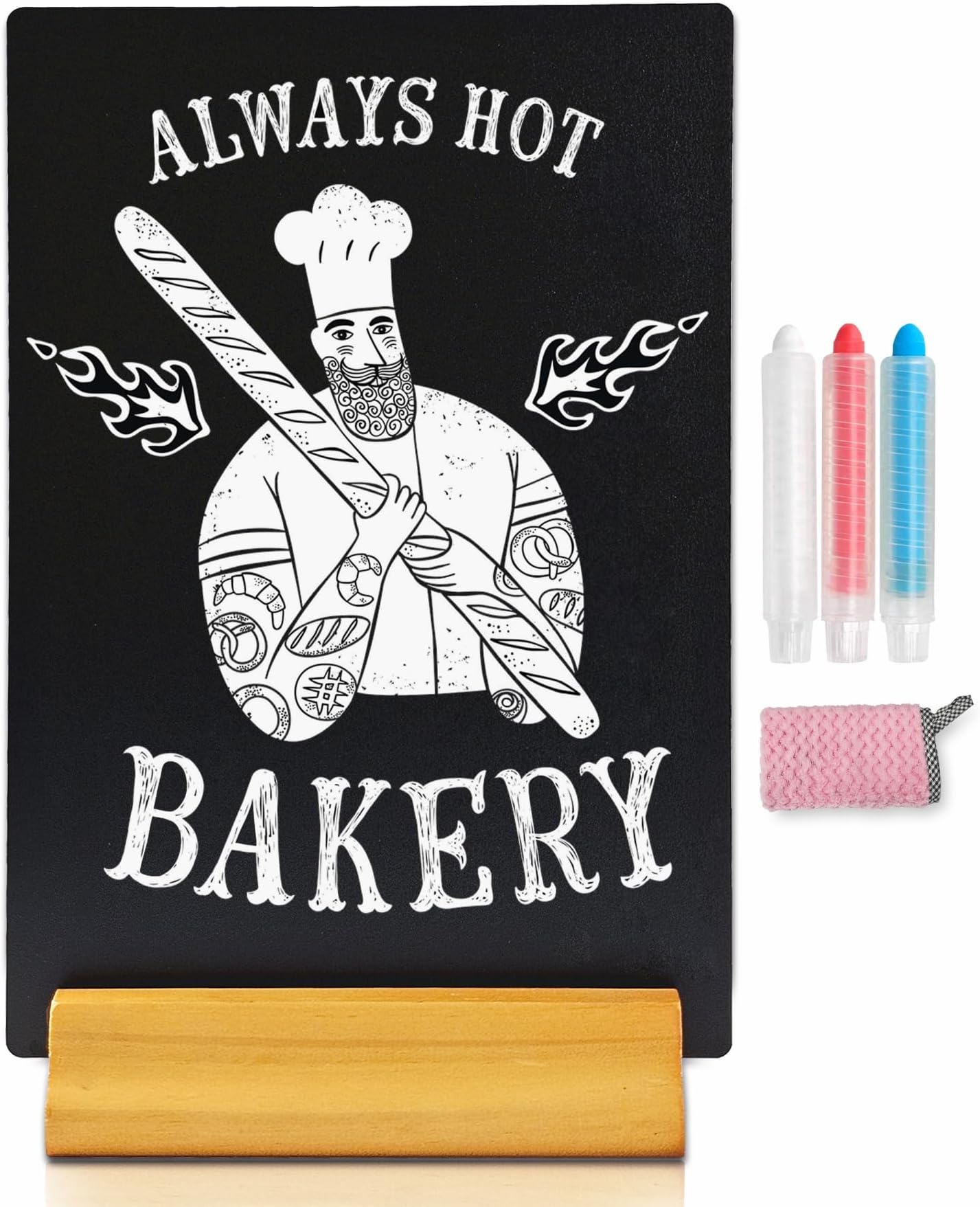 A5 Table Top Chalkboard with Wooden Plinth Stand – Rectangular Chalk ...