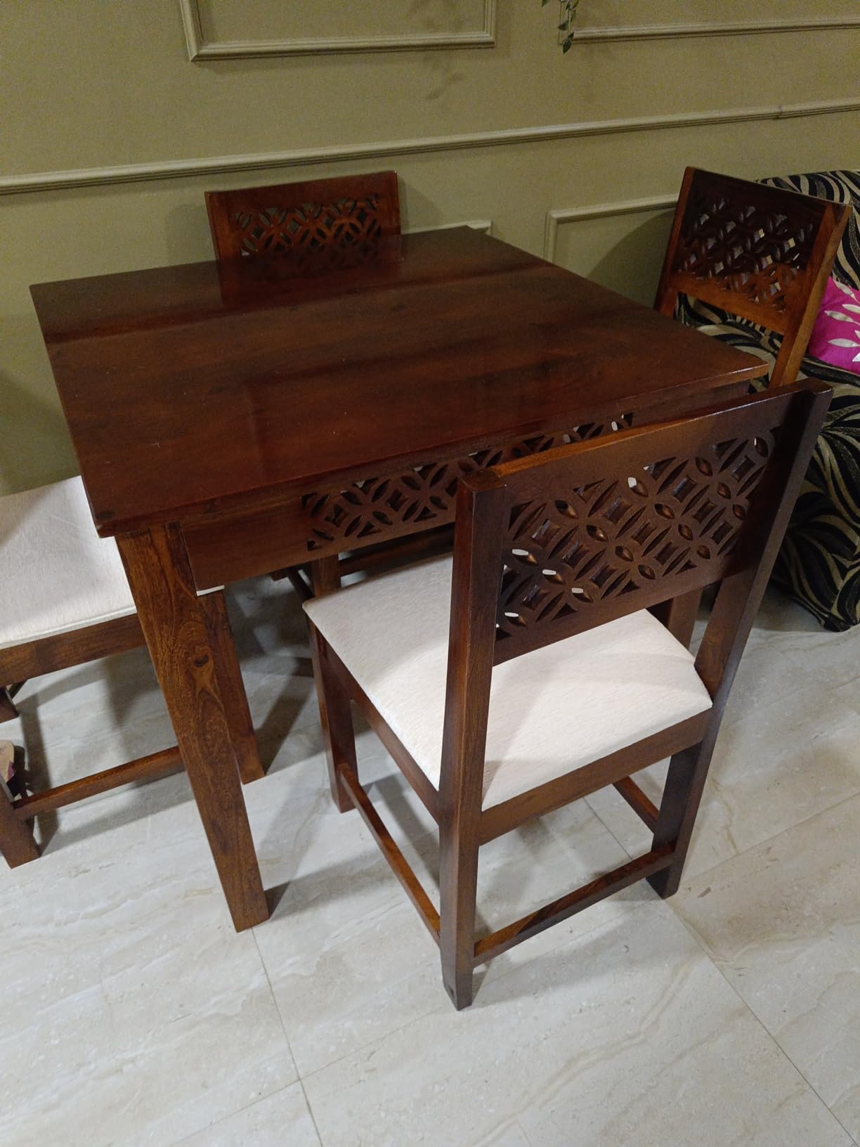 PORASH FURNITURE Sheesham Wood 6 Seater Dining Table with 6 Cushion ...