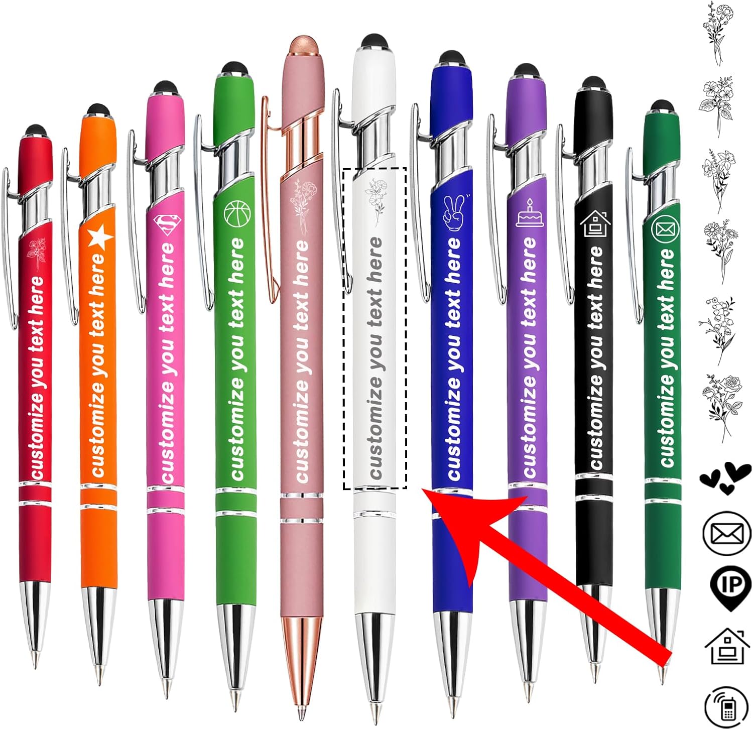 Amazon.com : Akmxem Personalized Pens Custom Pen with Birth Flower Name ...