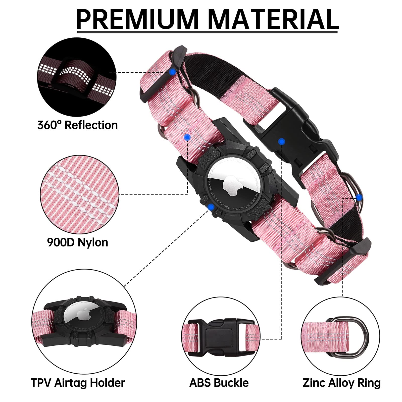 Snapklik.com : AirTag Dog Collar, FEEYAR Reflective Air Tag Dog Collar ...
