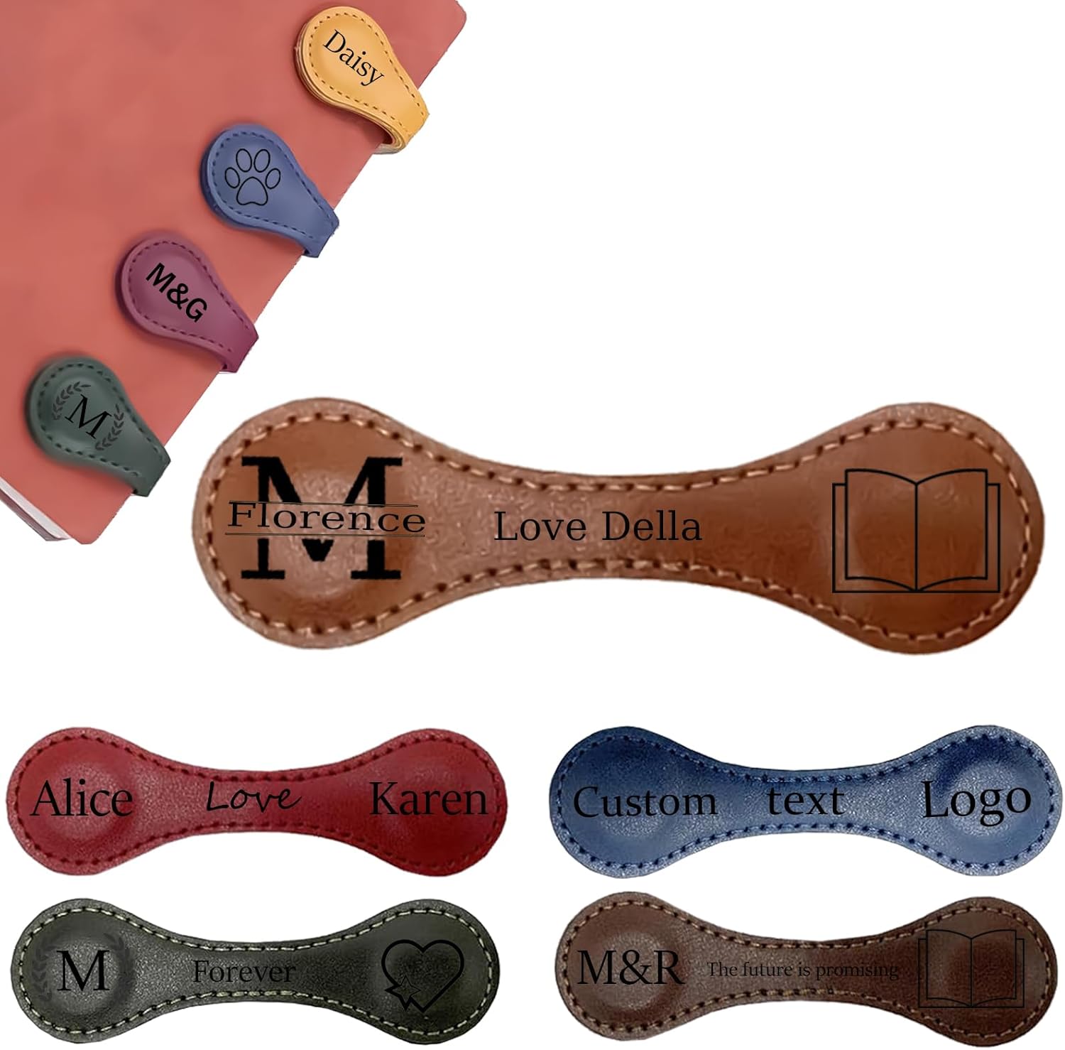 Amazon.com : Magnetic Leather Bookmark-Personalized Magnetic Leather ...