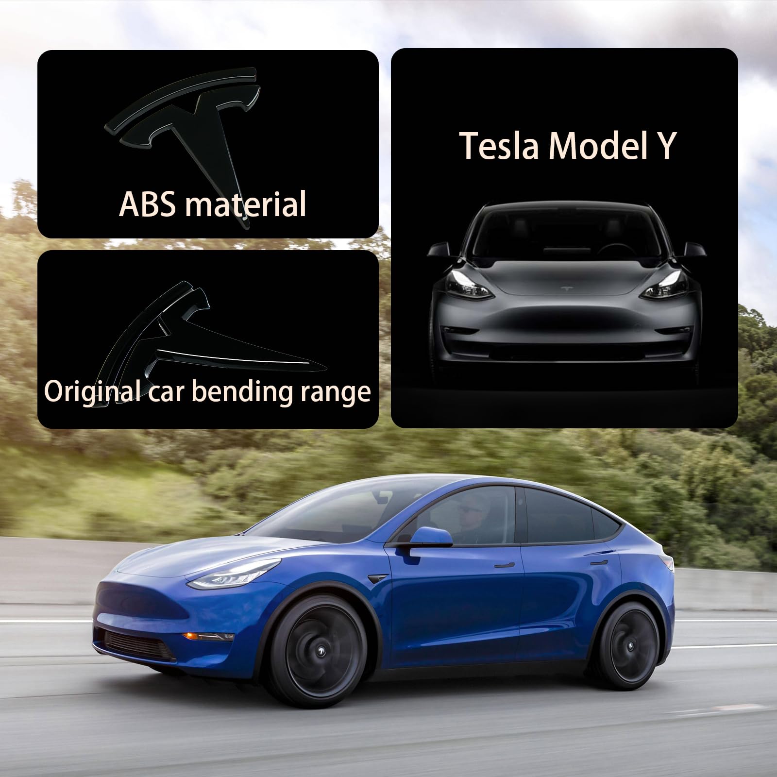 Snapklik.com : Powlamks Model Y Logo Sticker Glow Black Emblem Cover ...