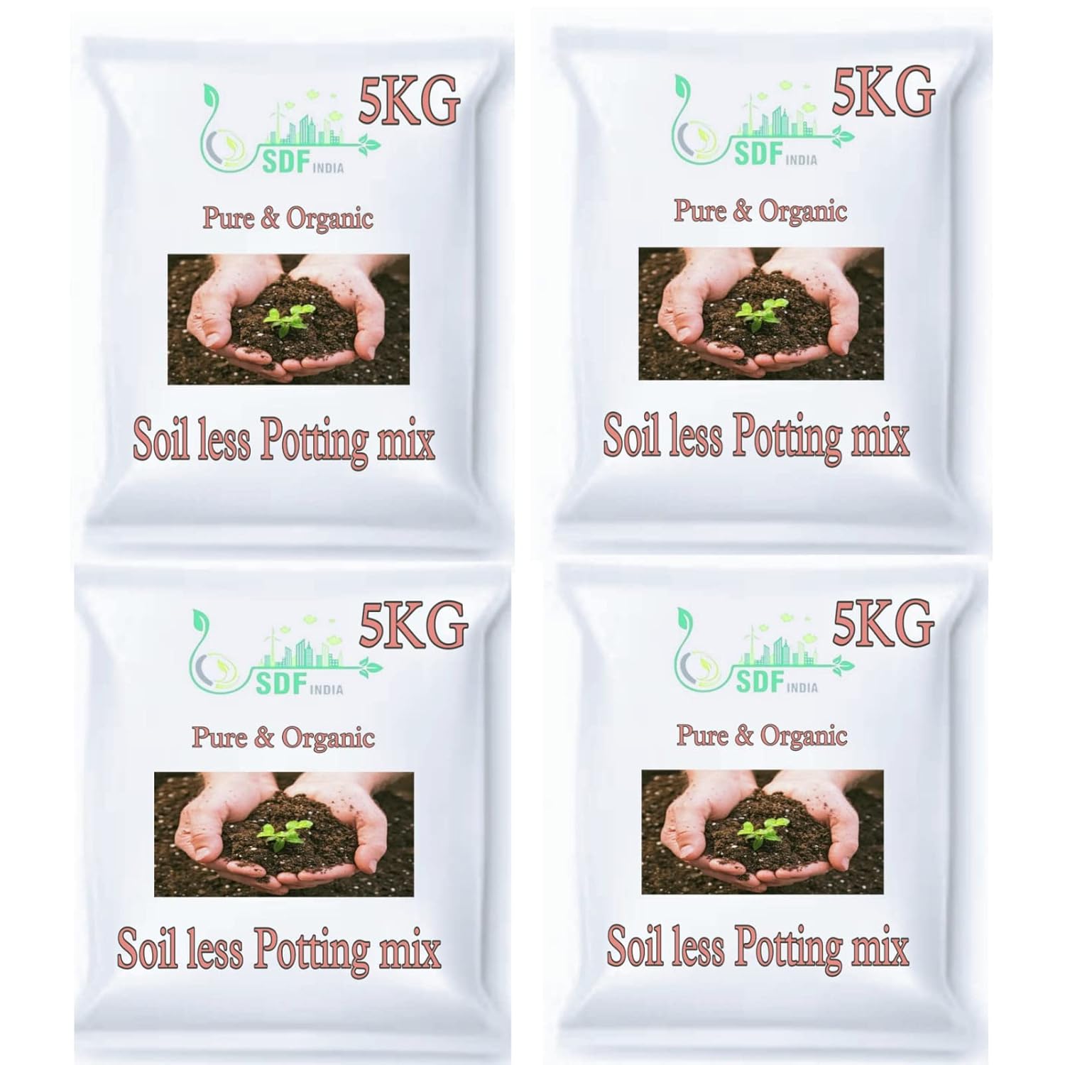 SDF India Pure & Organic Soil Less Potting Mix 20 Kg ( 5KG Pack of 4 ...