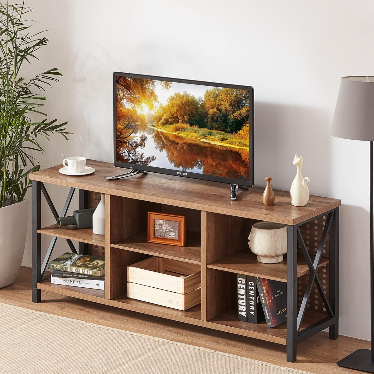 Amazon.com: BON AUGURE Tall Industrial TV Stand for TVs up to 65 Inch ...