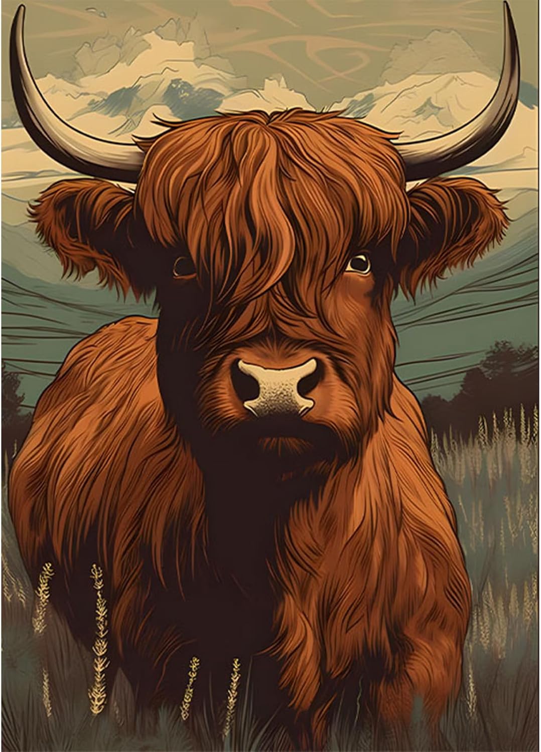 Amazon.com: SENQAO Cow Diamond Painting Kits for Adults - DIY Highland ...