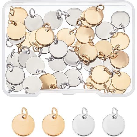 PandaHall 50 pièces en acier inoxydable plat rond blanc estampage ...