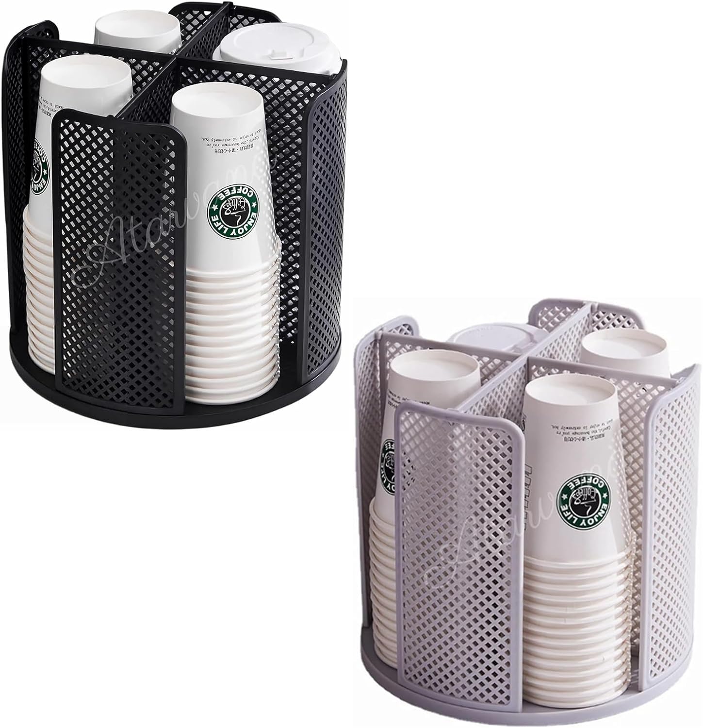 Amazon.com: 2pcs Rotatable Coffee Cup Dispenser with 4 Compartments ...
