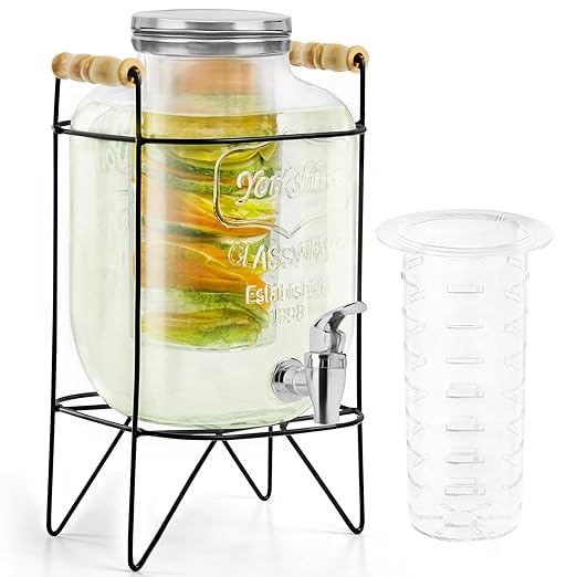 ABOUT SPACE 5 Litre Glass Water Dispenser with Tap, Infuser & Stand ...