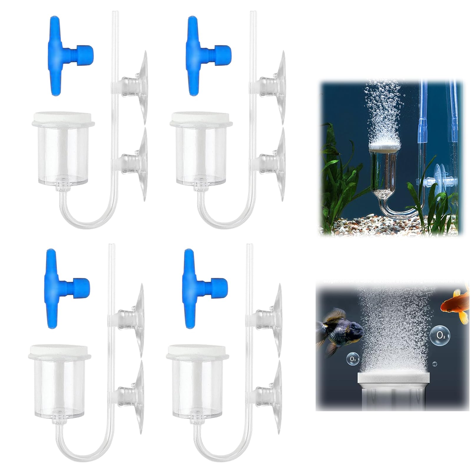 PLATEYTR 4 Pieces Fish Tank Bubbler, Aquarium Nano Air Stone, Fish Tank ...