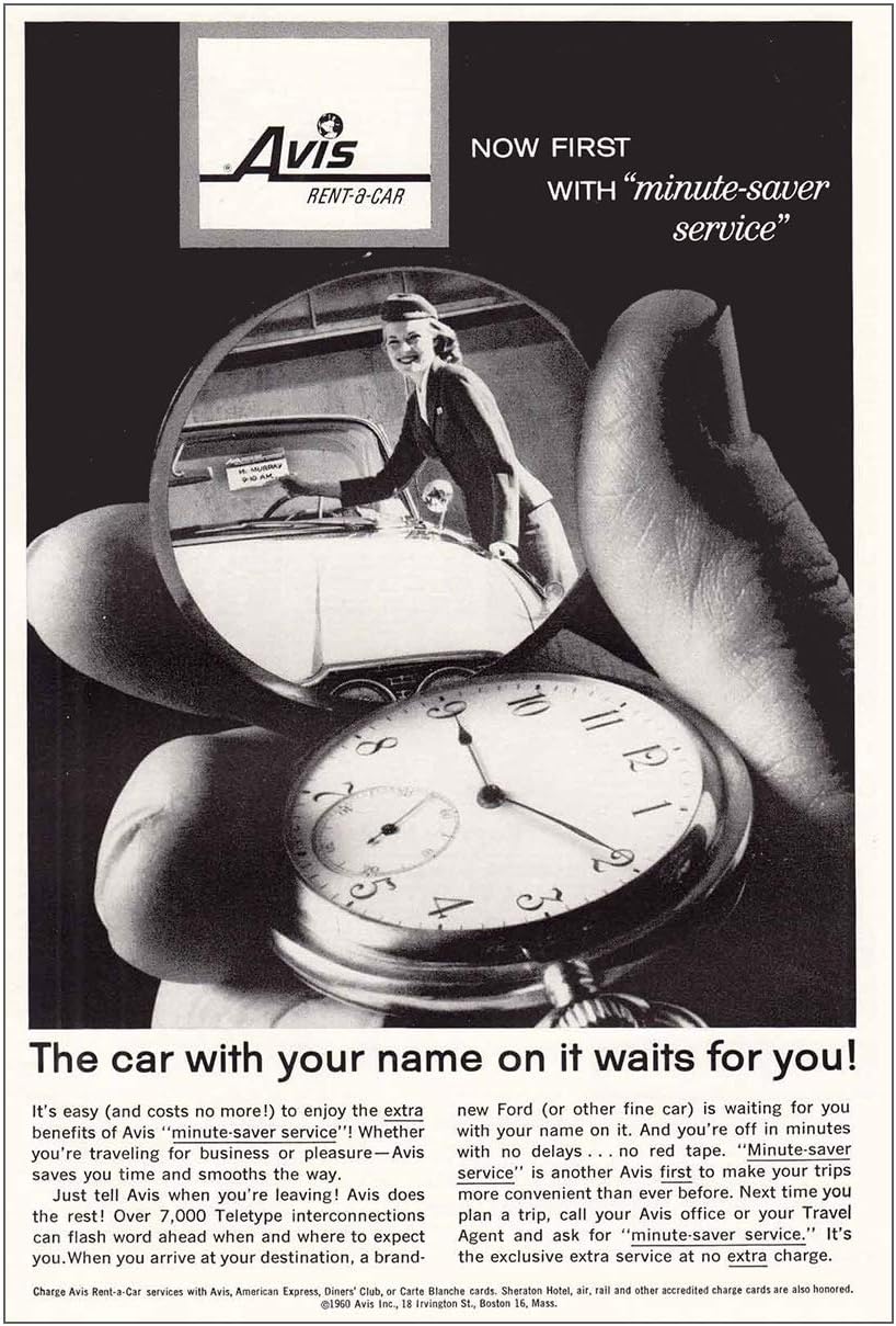 Amazon.com: 1960 Avis Rent-a-Car: Minute-Saver Service, Pocket Watch ...