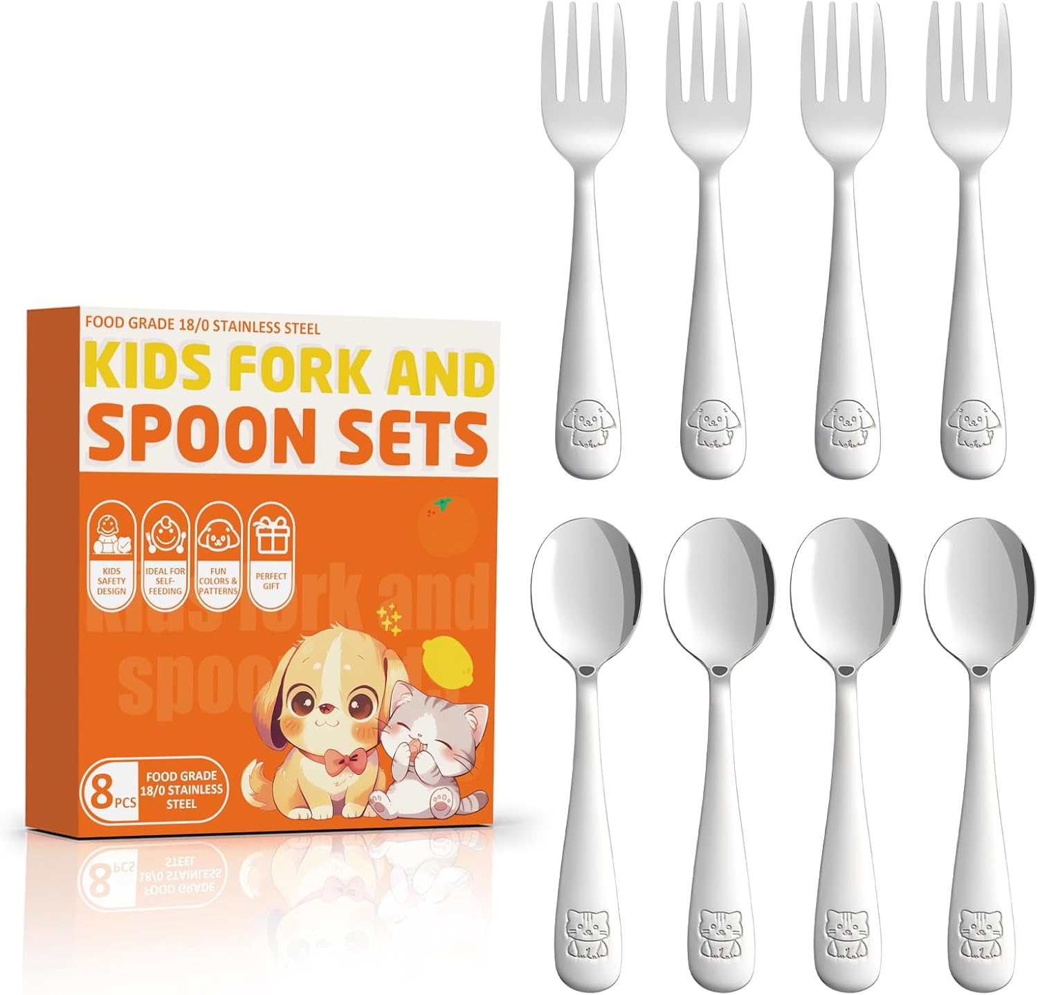 Amazon.com: Blvtoios 8-Piece Toddler Utensils Set, Food Grade Stainless ...