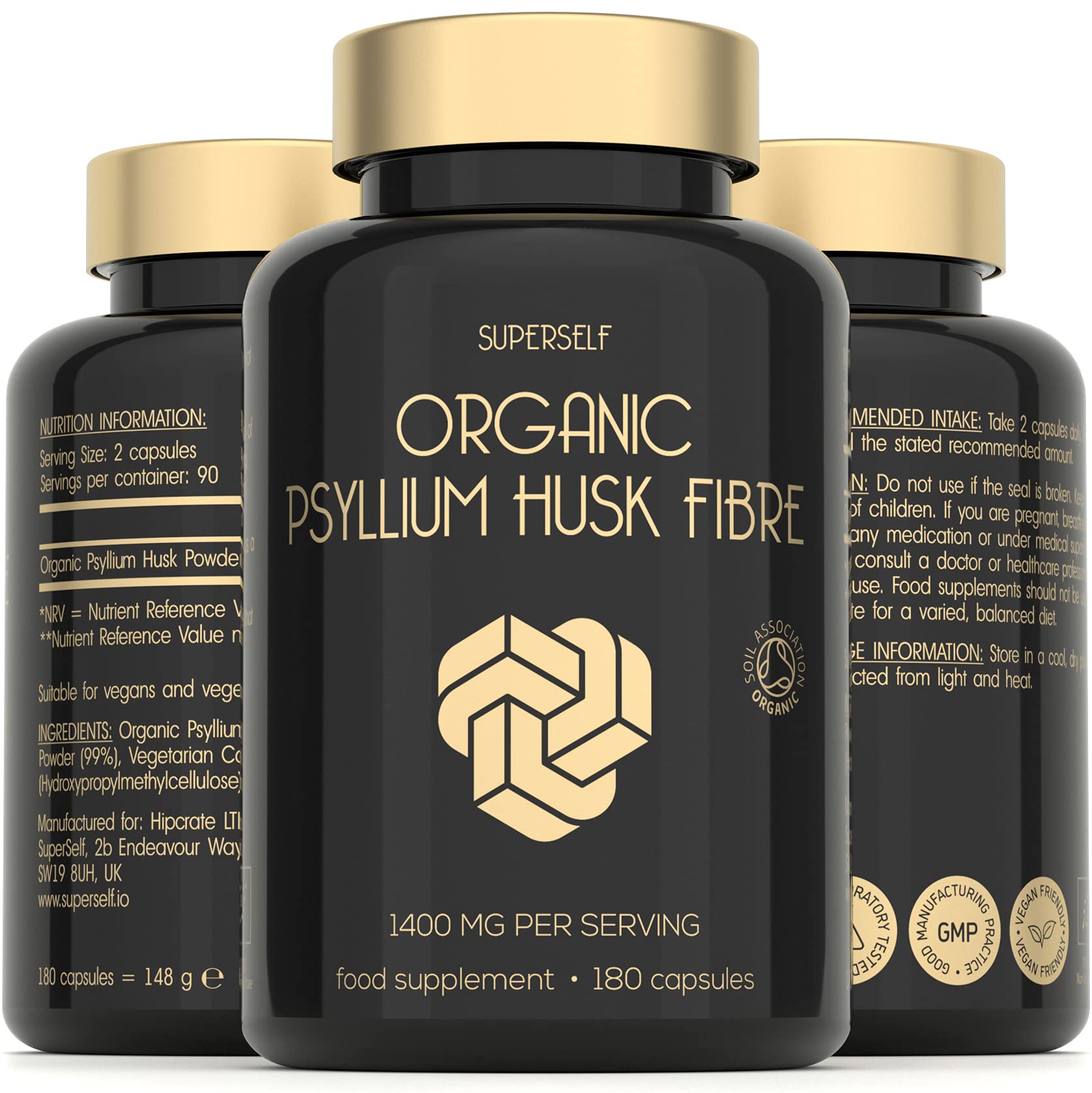 Buy Organic Psyllium Husks Fibre Supplement 1400mg Per Serving 180 