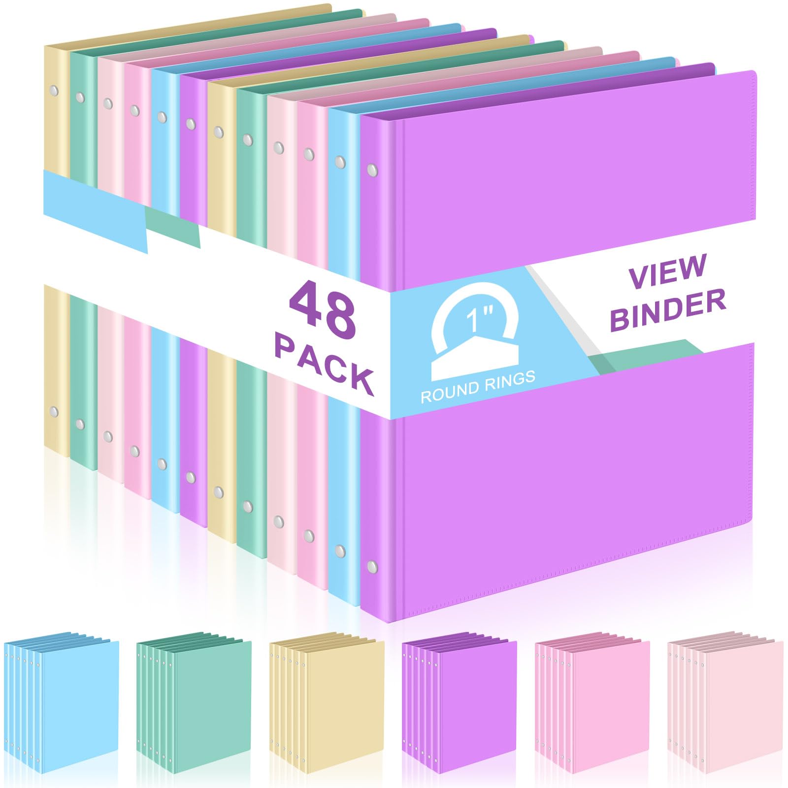 Amazon.com : Fulmoon 48 Pack Flexible 3 Ring Binders Bulk, Plastic ...