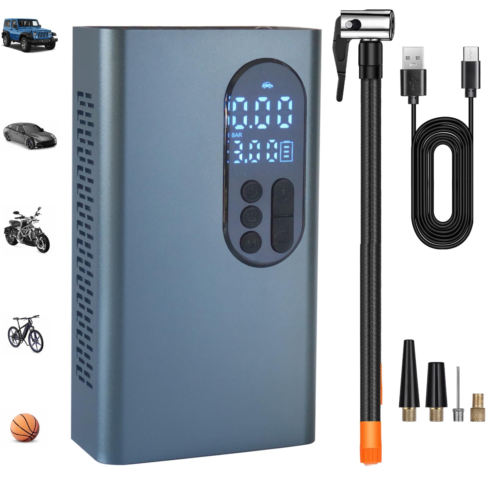 GALAXYER Cordless Tyre Inflator Portable Air Compressor 150PSI, 6000mAh ...