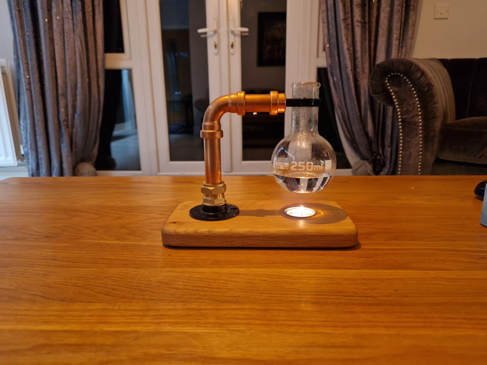 Copper and Oak Wood Oil Burner Set - Handmade Fragrance Oil Burner ...