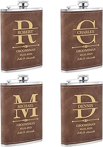 4 Pcs Personalized Alcohol Flasks, 304 Stainless Steel Whisky Flasks 8oz/228ml Customizable for ...