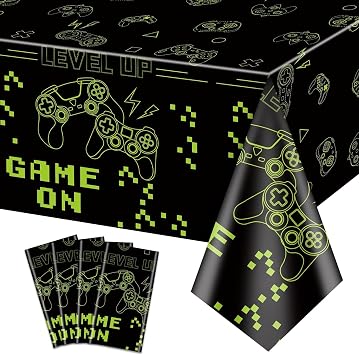 Amazon.com: PTECDROTS 4 Pcs Game On Tablecloths, Green Video Game Party ...
