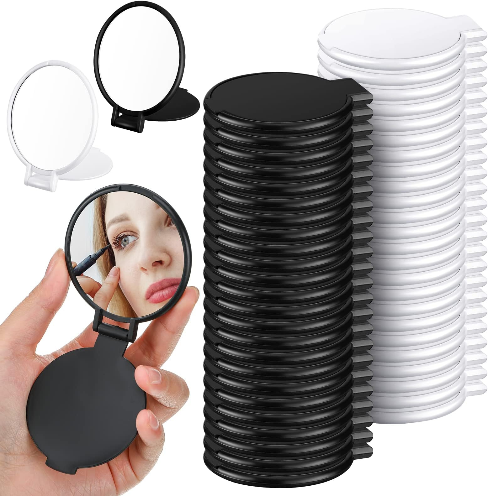 Amazon.com: Yalikop 72 Pieces Round Mirror Compact Mirror Mini Folding ...