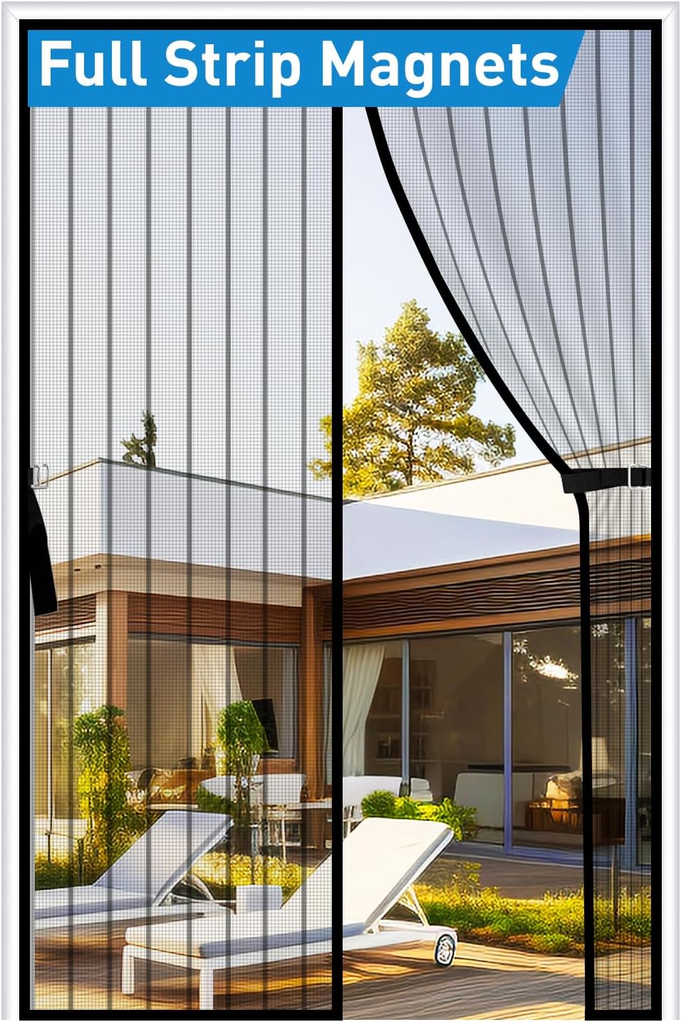 HOMWMPA Upgraded Full Strip Magnets Magnetic Screen Door, Fit Door Size ...