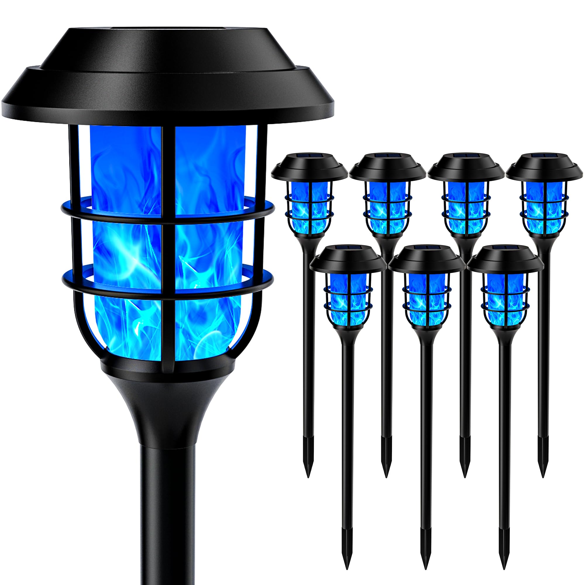 HMDecor Solar Lights Outdoor, 8 Pack Solar Torch Light with Blue ...