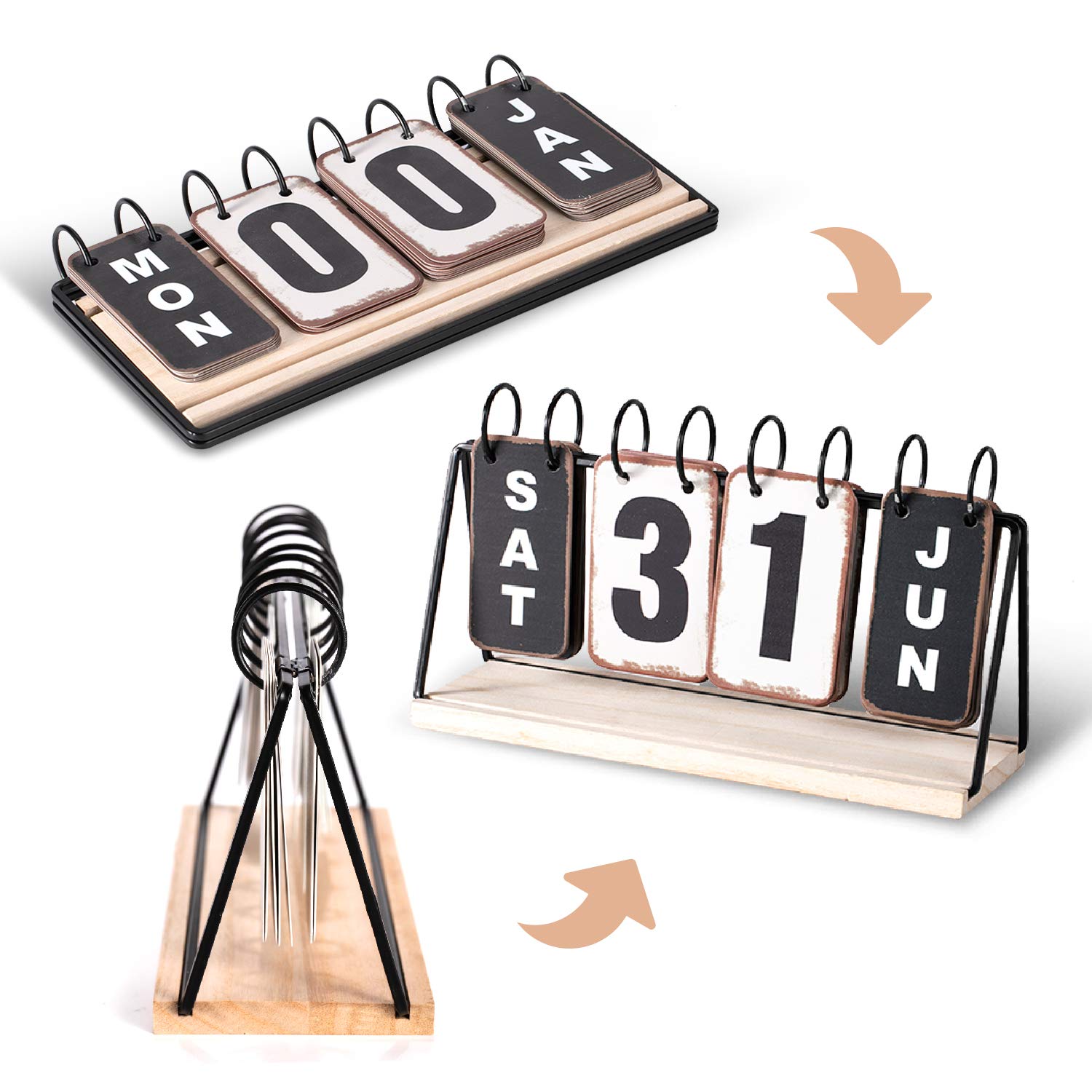 Calendarios Decorativos Metal Desk Calendar, Desk Flip Calendar Iron ...
