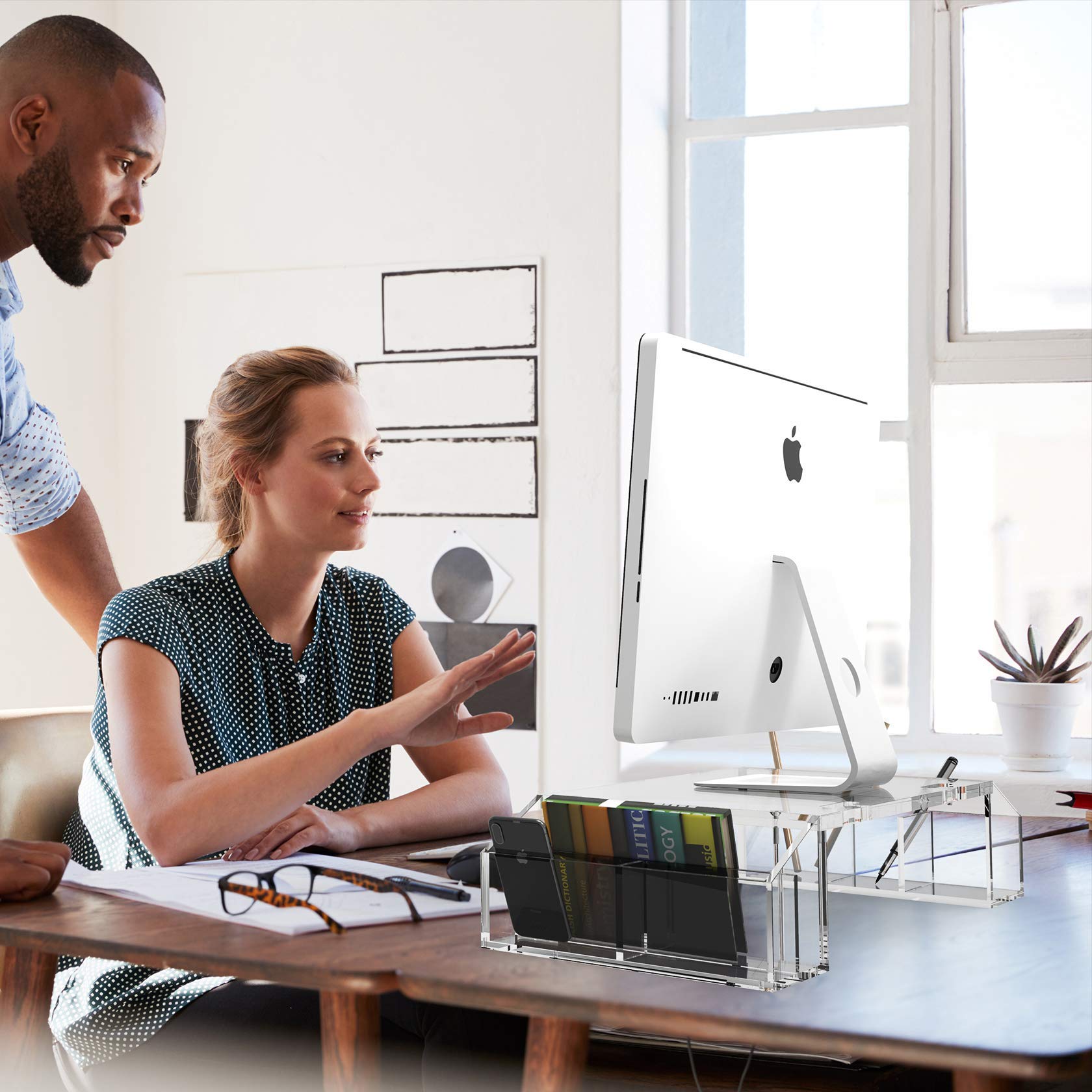 Buy IMLIB Acrylic Monitor Stand Riser for Desk Countertop, Clear ...